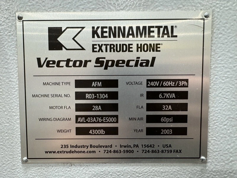 Used Kennametal Extrude Hone Vector Special For Sale